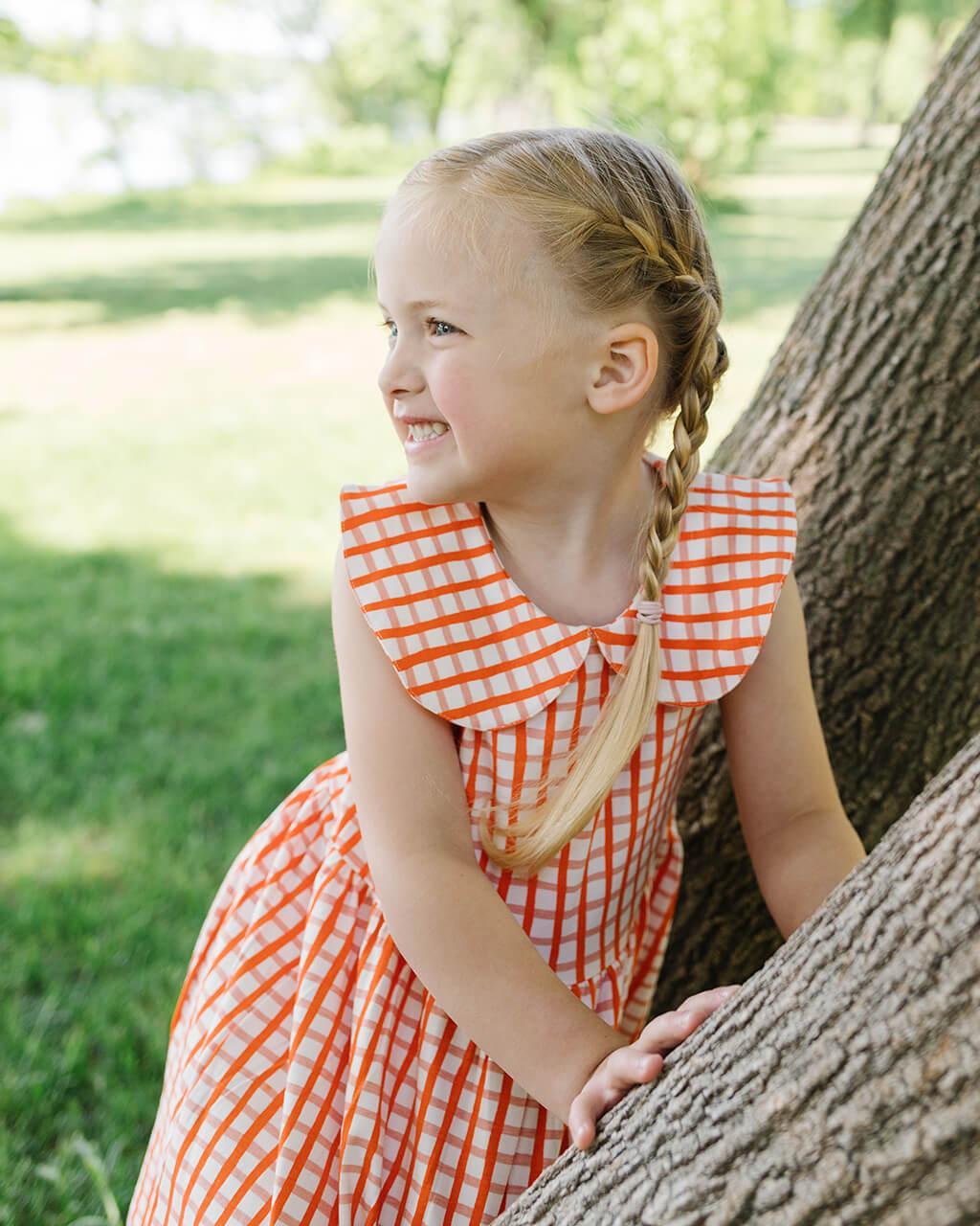 Girls' Organic Cotton Gingham Dress - Crann Organic